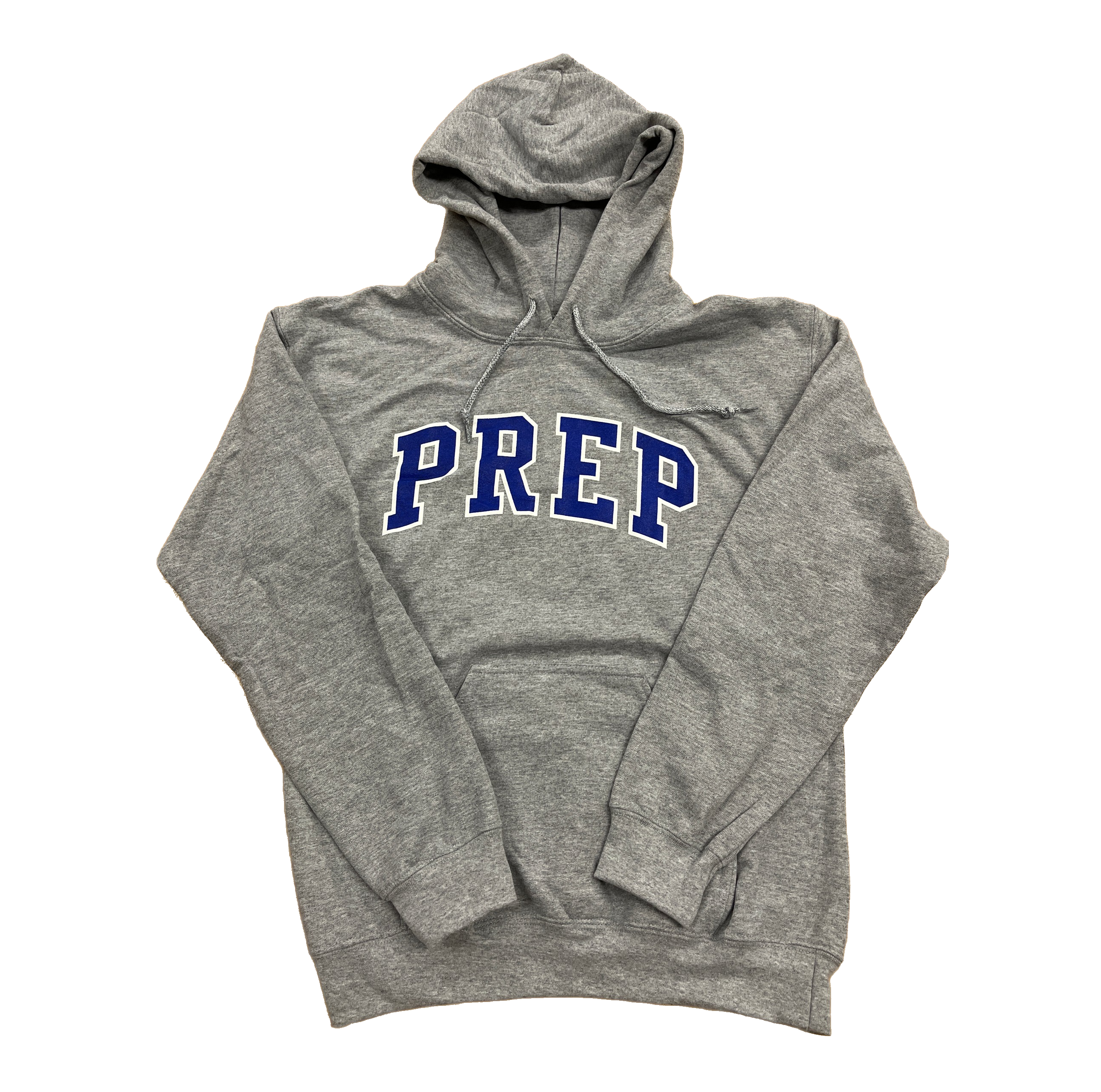 Gildan Gray Hoodie, Royal PREP, White Outline | Creighton Prep JayMart